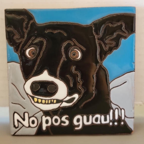 unbranded | Accents | Vintage Mexican Redware Tile No Pos Gaau Dog Hand Painted | Poshmark